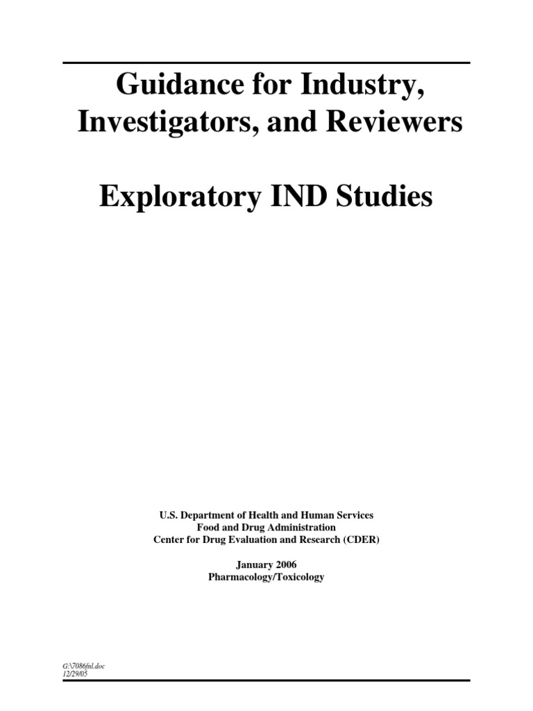 Guidance To Industry and Reviewers - Exploratory IND Studies PDF | PDF ...