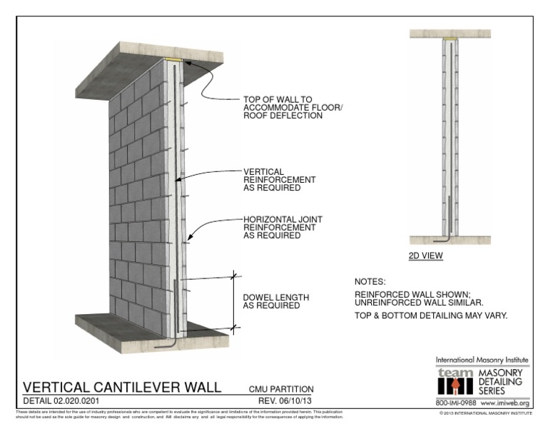 02.020.0201 Vertical Cantilever Wall CMU Partition | PDF | Masonry ...