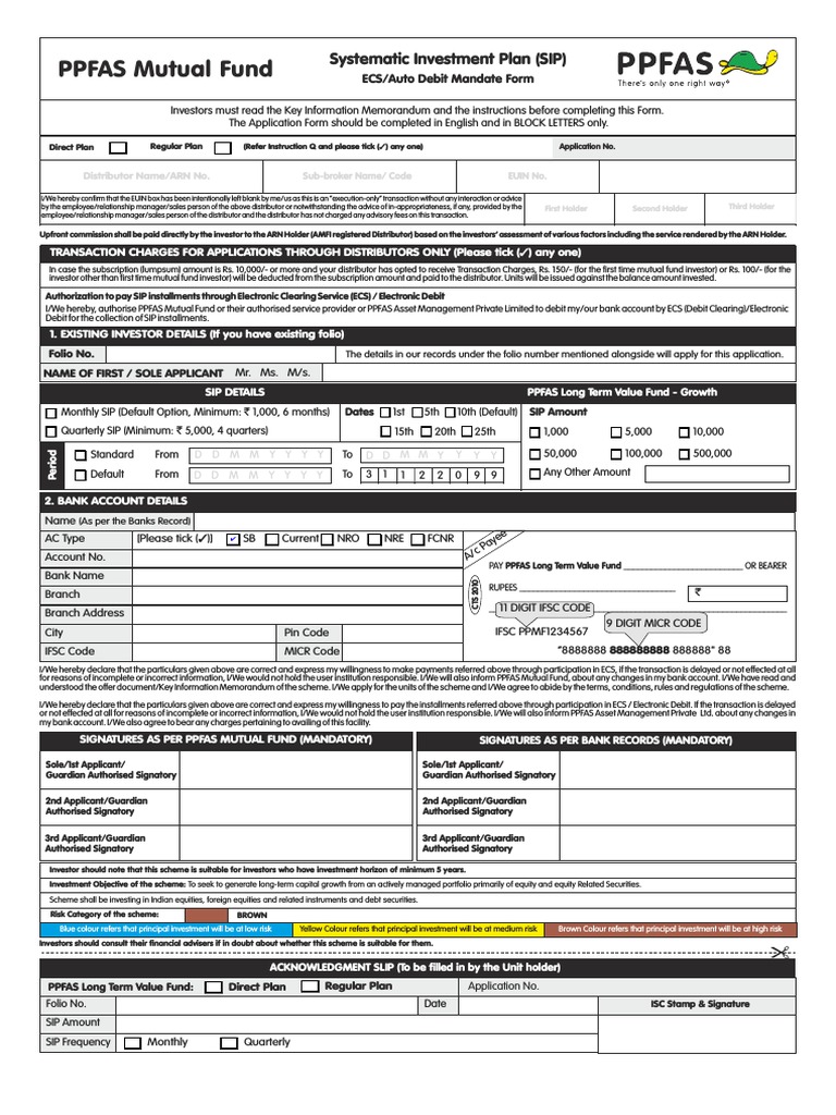 Ppfas Sip Form | PDF | Identity Document | Banks