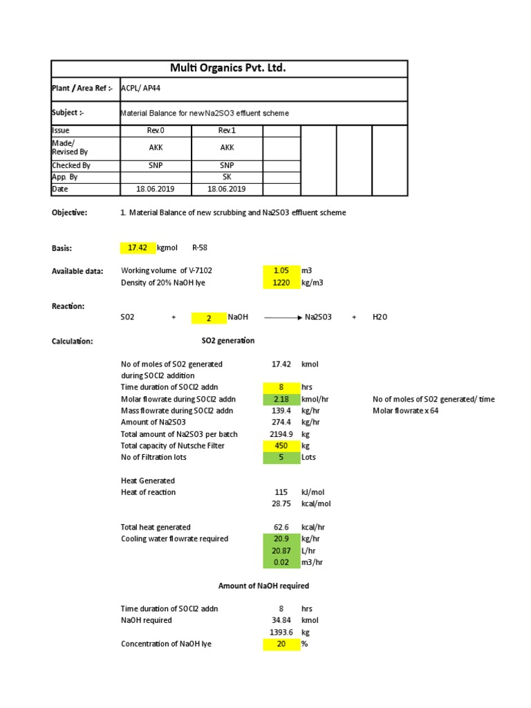 Effluent Treatment PFD Material Balance - New | PDF | Mole (Unit ...