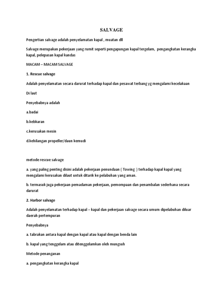 SALVAGE | PDF | Sejarah