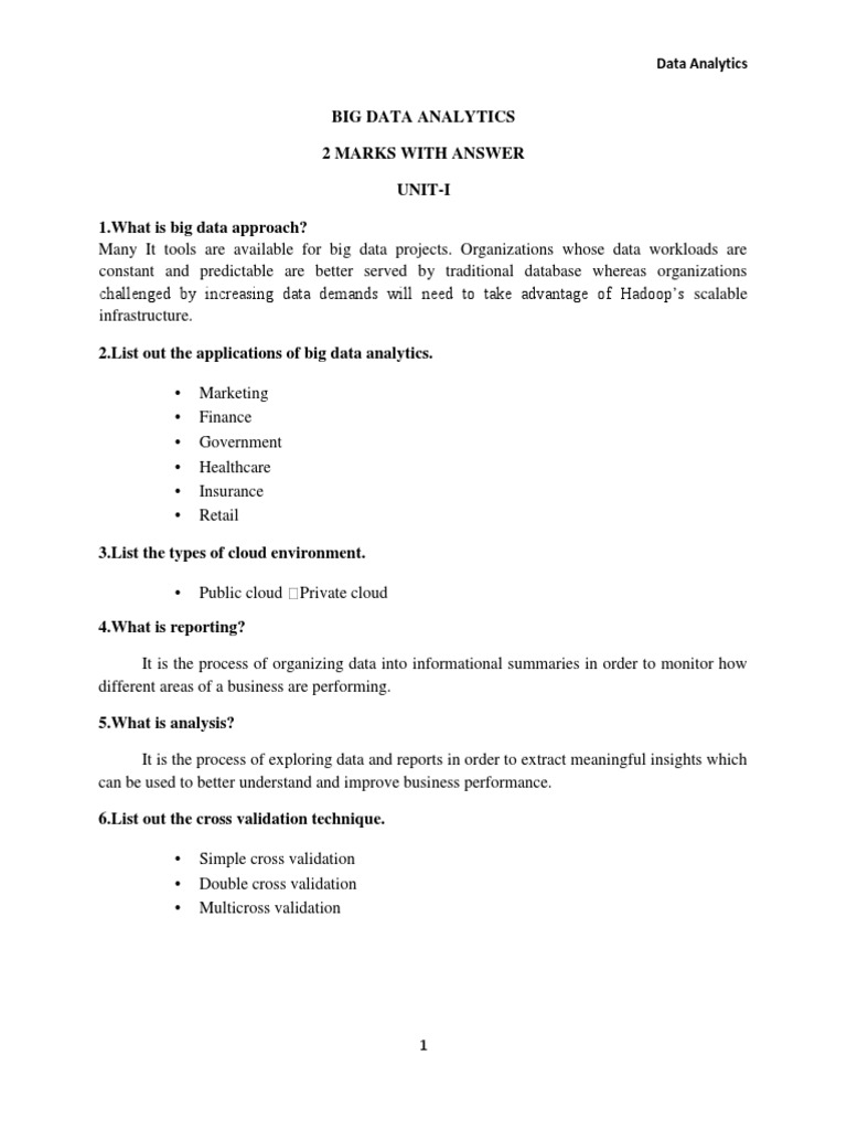 2marks With Answers | PDF | Cluster Analysis | Map Reduce