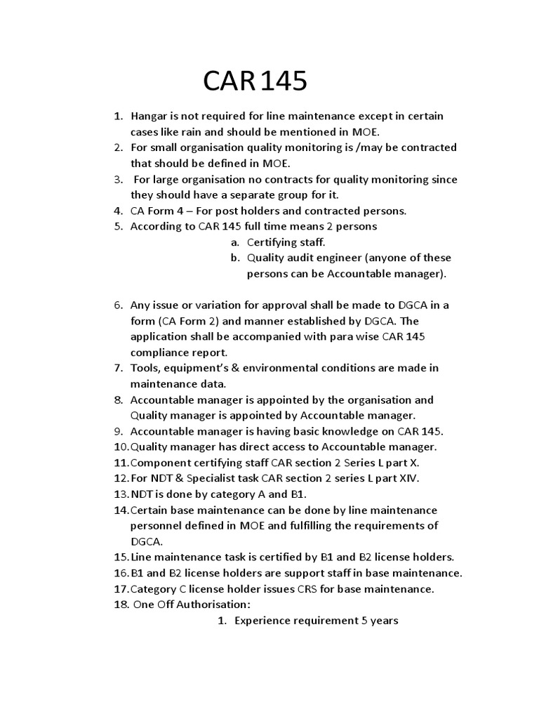 Car 145 | PDF | Aviation | Transport