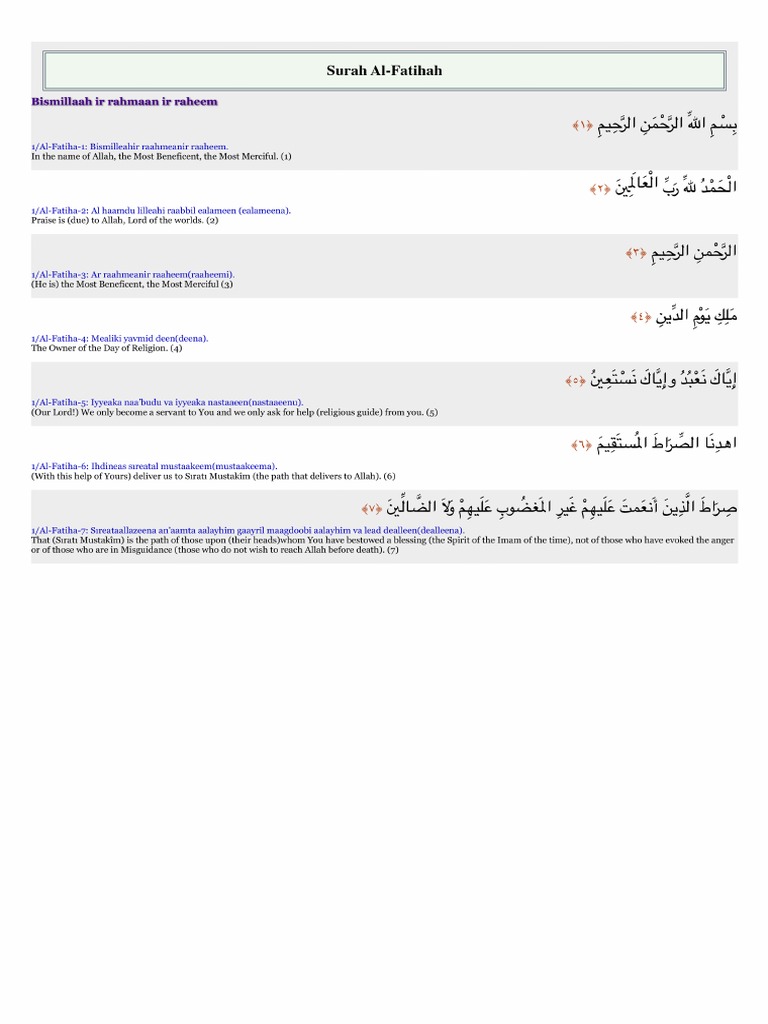 Al-Fatihah Latin Arab | PDF