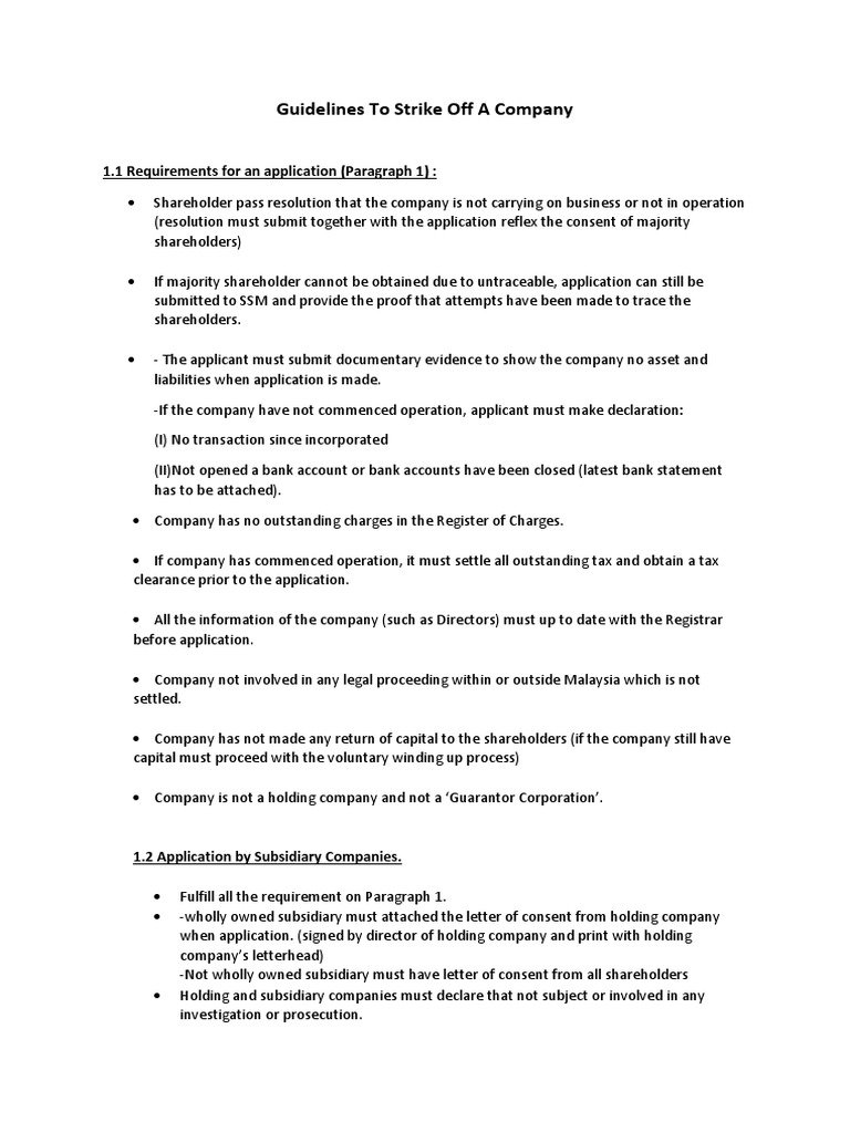 Strike Off Company | PDF | Liquidation | Companies