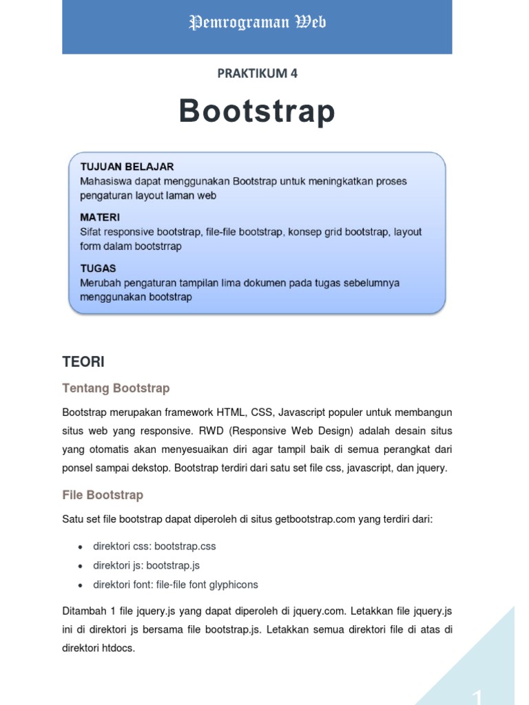 Panduan Lengkap Menggunakan Bootstrap | PDF | Komputer | Teknologi & Rekayasa