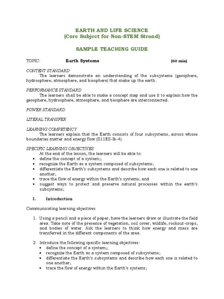 Simplified Teaching Guide Earth Systems | PDF | Earth | System