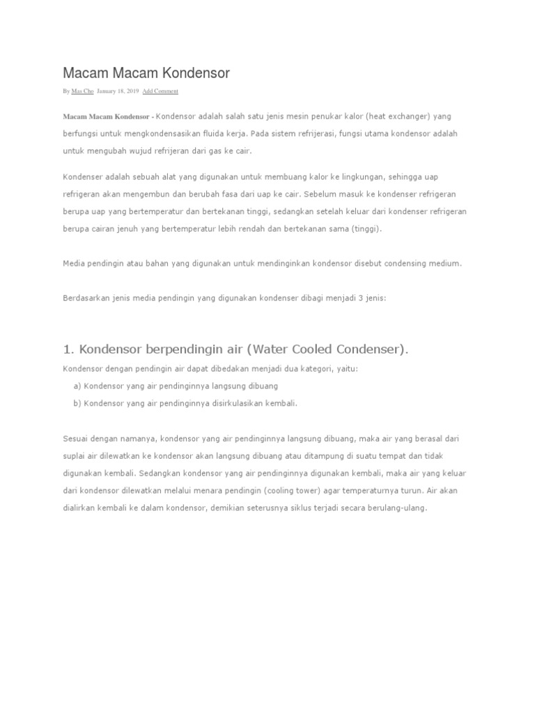 Macam Macam Kondensor | PDF