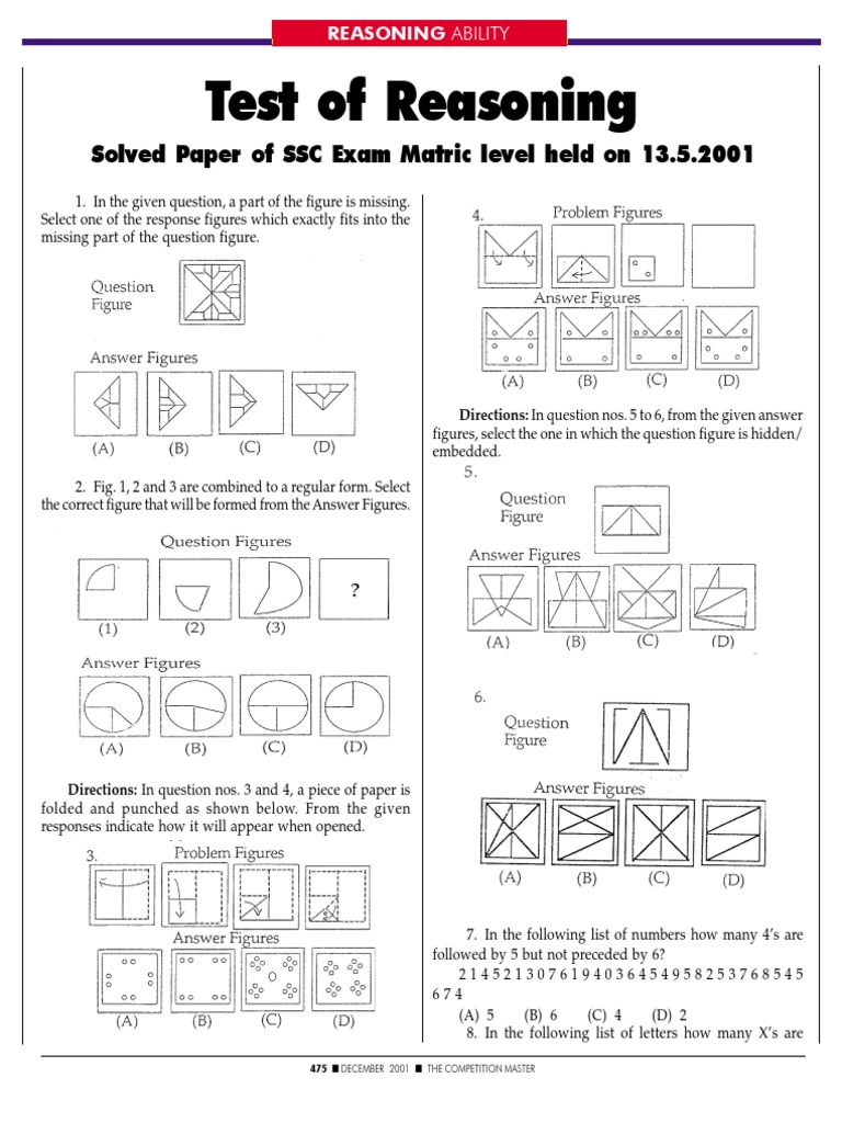 Test of Reasoning 8 | PDF | Matrix (Mathematics) | Nature
