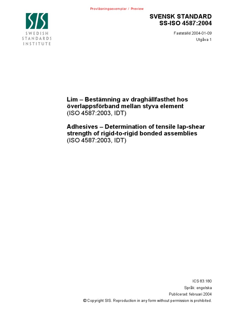SS Iso 4587 2004 en PDF | PDF | International Organization For Standardization | Materials