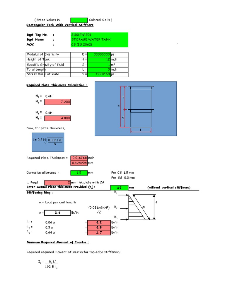 Rectangular Tank Design Calculations | PDF | Solid Mechanics | Building ...