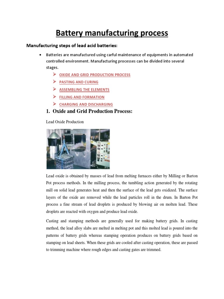 Lead Acid Battery Manufacturing Process | PDF | Lead | Building Materials