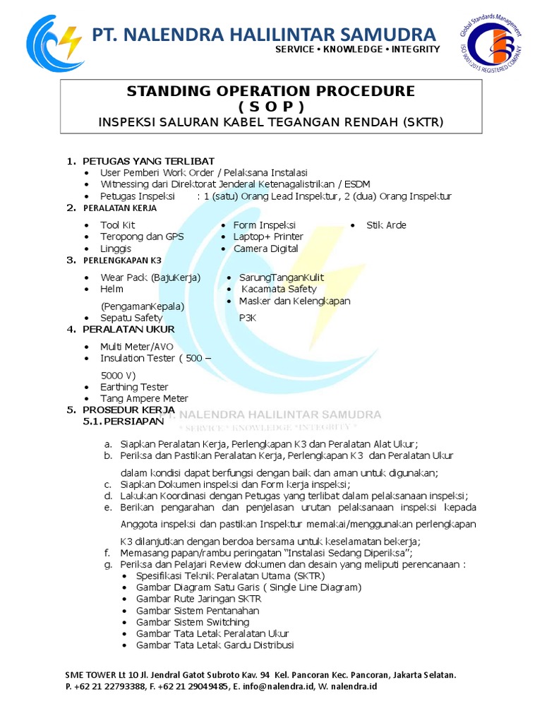SOP Inspeksi SKTR oleh PT Nalendra | PDF | Sains & Matematika | Komputer