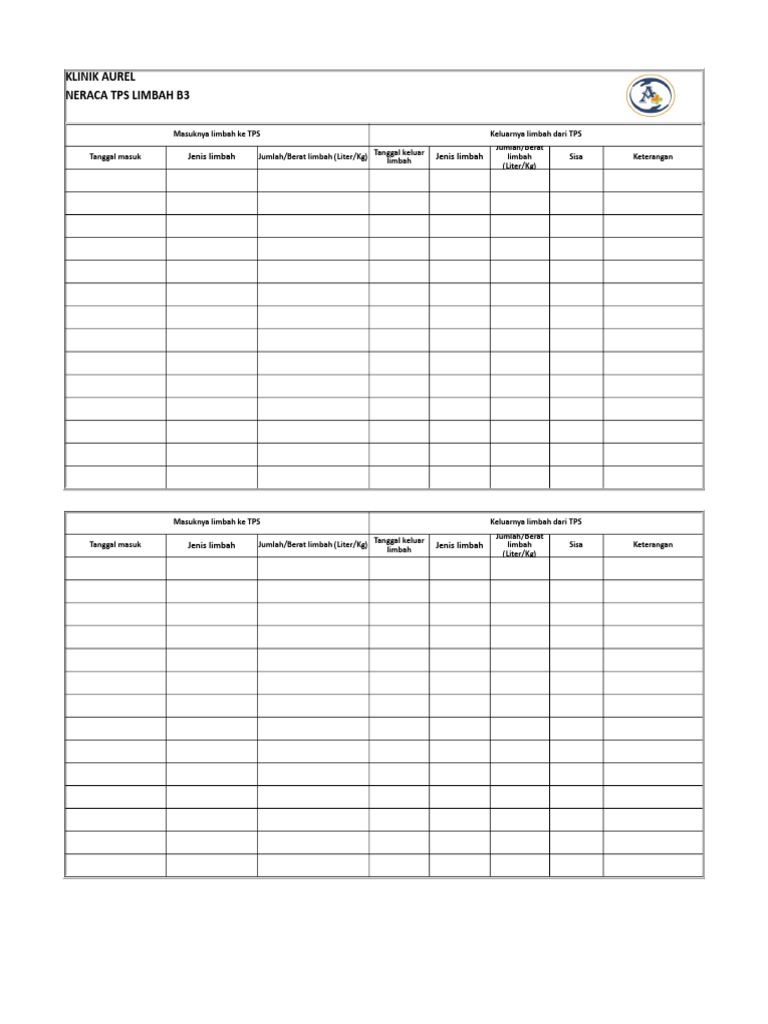 Neraca Dan Logbook TPS Limbah B3 | PDF