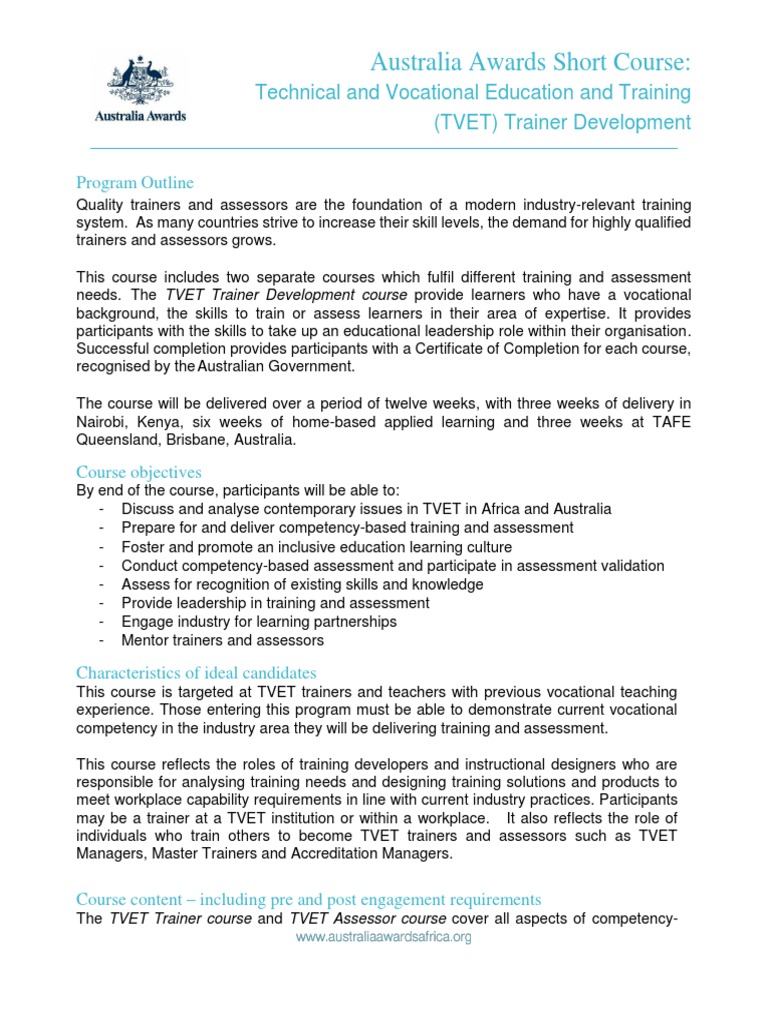 TVET Trainer Development Program Outline | PDF | Vocational Education | Facilitator