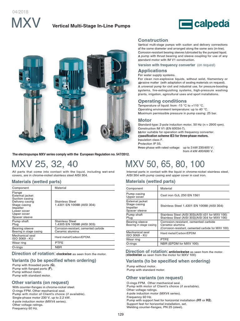 Katalog Calpeda | PDF | Electric Motor | Pump