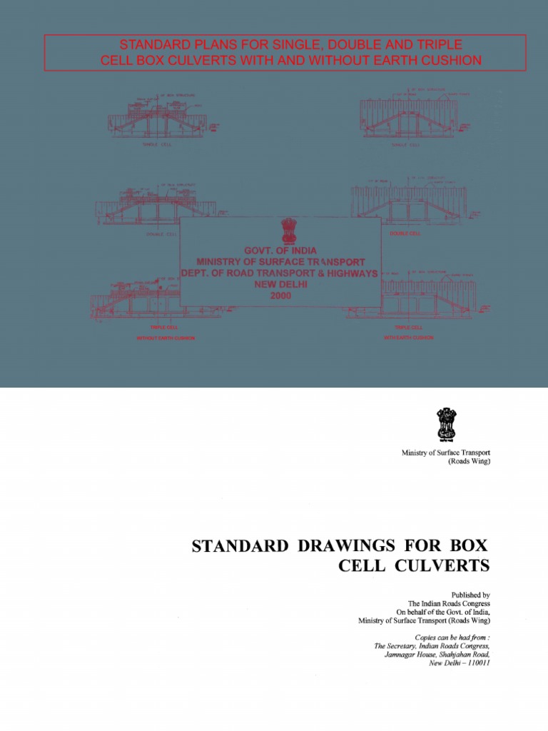 MORT&H Standard Plans For Single, Double and Triple Cell Box Culverts ...