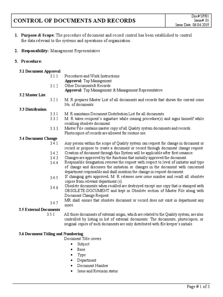 Document & Record Control ISO | PDF | Backup | Computer File