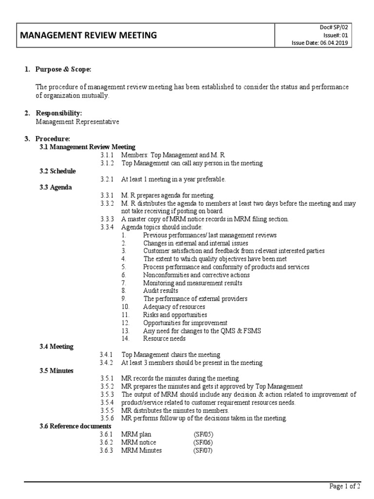 Management Review Procedure
