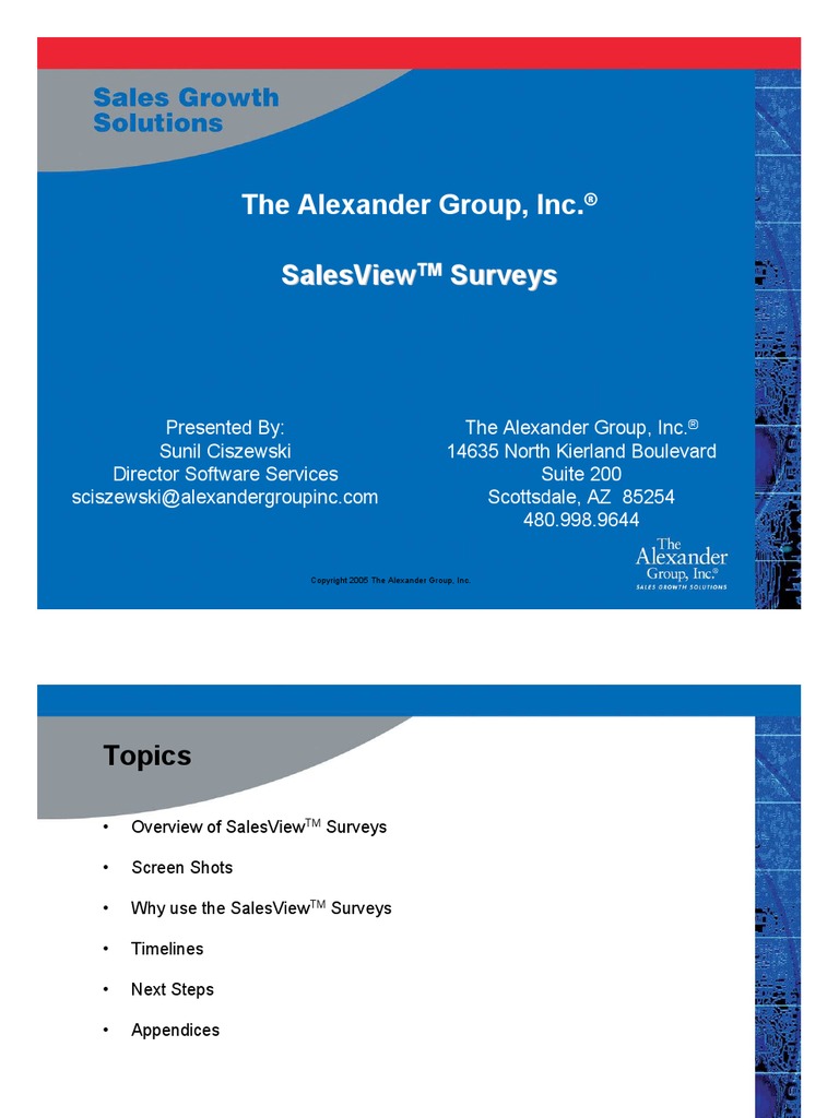 The Alexander Group, Inc. Salesview Surveys | PDF | Internet Explorer | Copyright