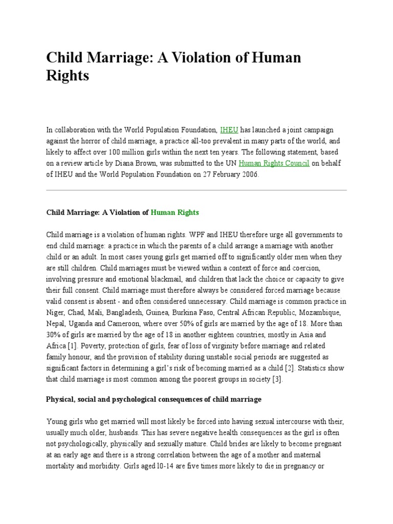Child Marriage: A Violation of | PDF | Child Marriage | Human Rights
