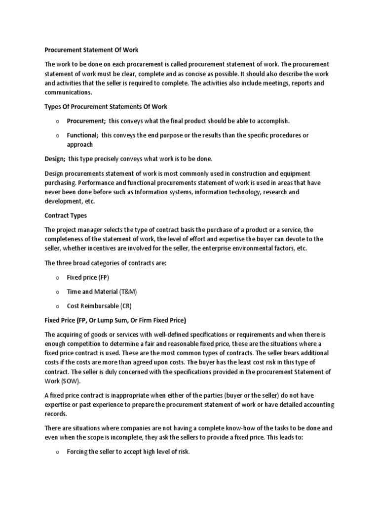 Procurement Statement of Work | PDF | Request For Proposal | Procurement