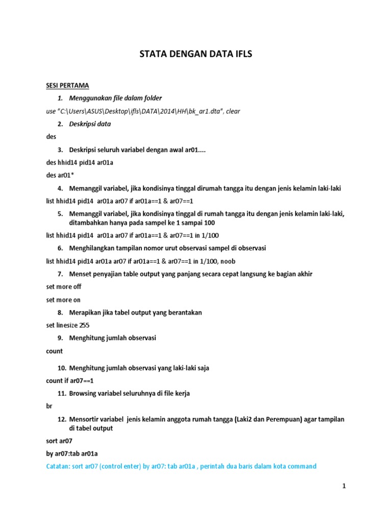Latihan Do - File Syntax Stata IFLS | PDF
