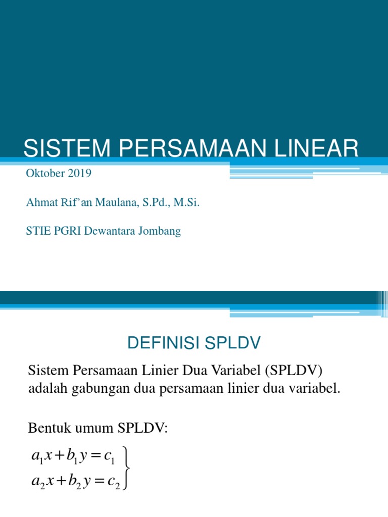 Sistem Persamaan Linear | PDF