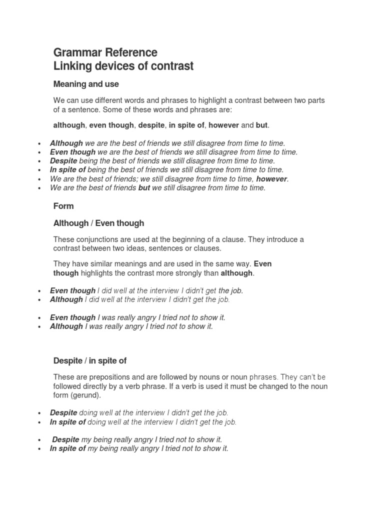 Contrasting Conjunctions: Understanding the Meaning and Usage of ...