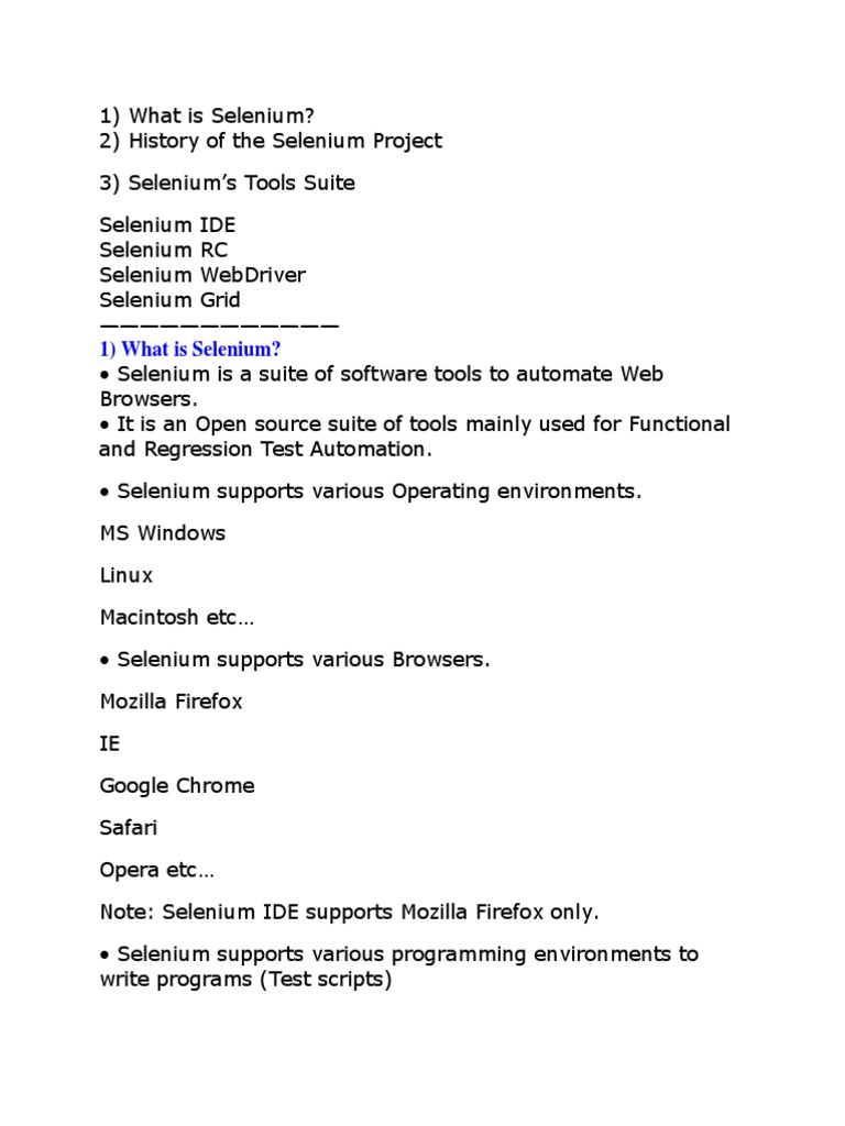 Selinium Introduction 1 and 2 | PDF | Selenium (Software) | Software ...