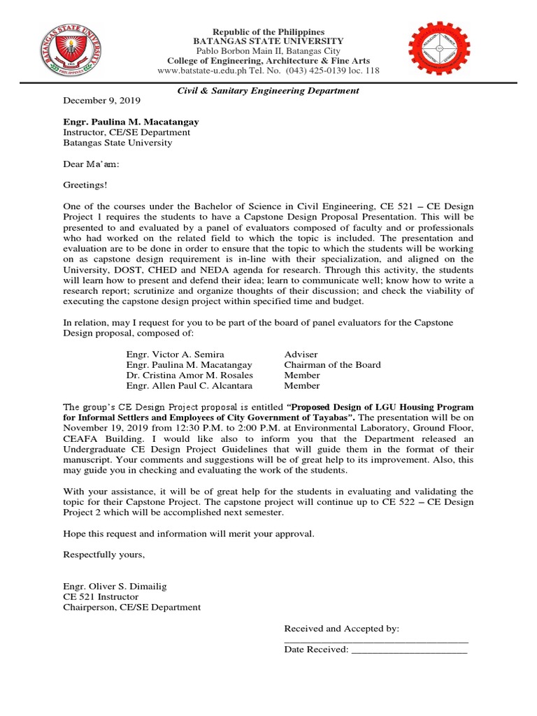 Letter To Panel of Evaluators | PDF | Design | Academia