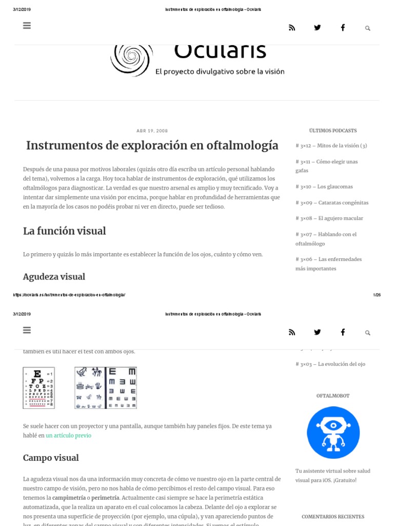Instrumentos de Exploración en Oftalmología - Ocularis PDF | PDF | Ojo ...