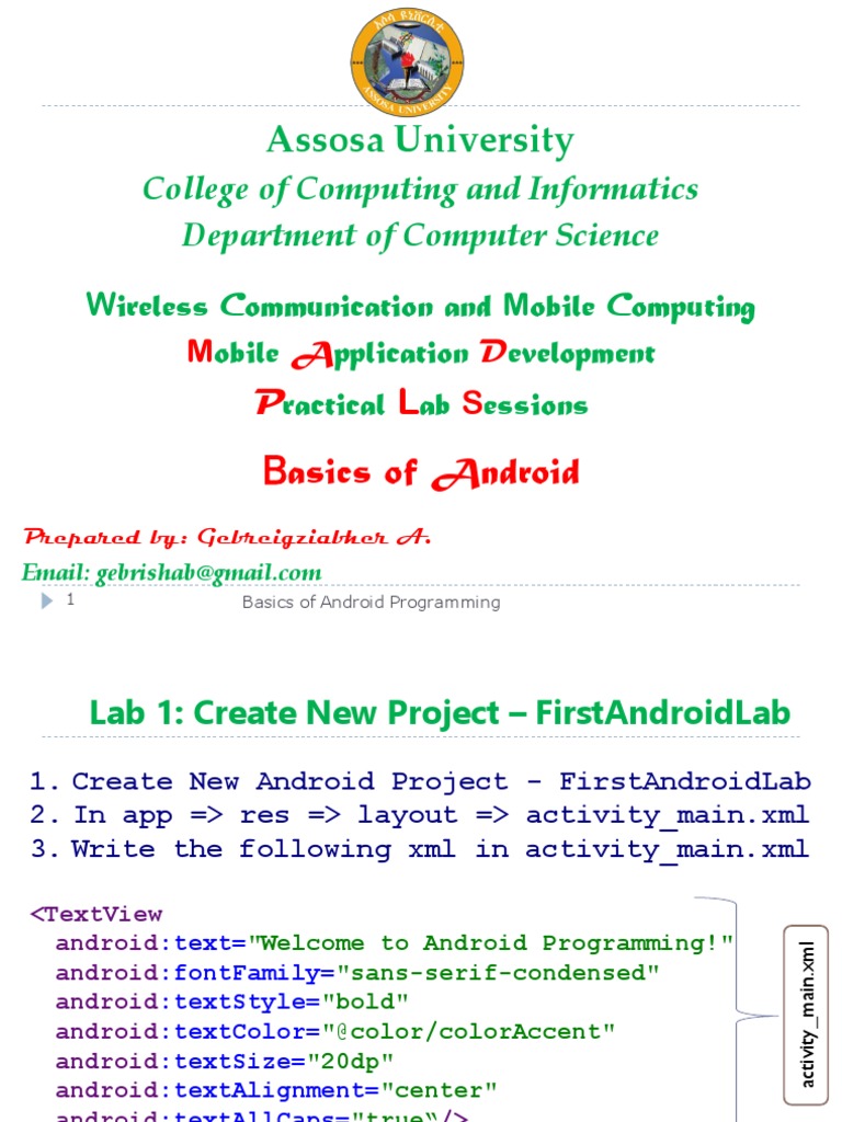 Basics of Android Lab Session - Basics 2018 | PDF | Android (Operating ...