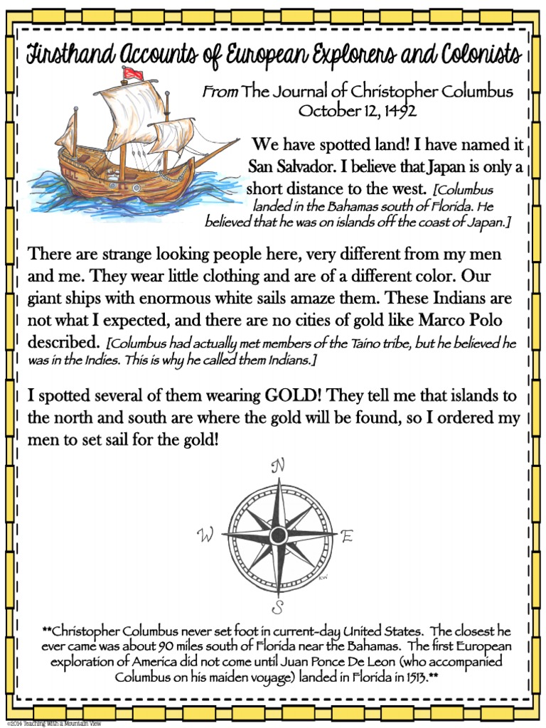 Firsthand Accounts European Explorers | PDF | Christopher Columbus ...