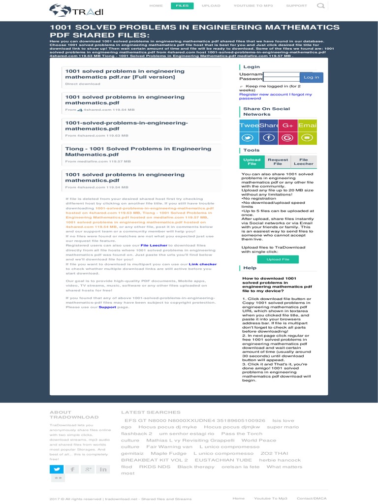 1001 Solved Problems in Engineering Mathe PDF | PDF | Download | Login