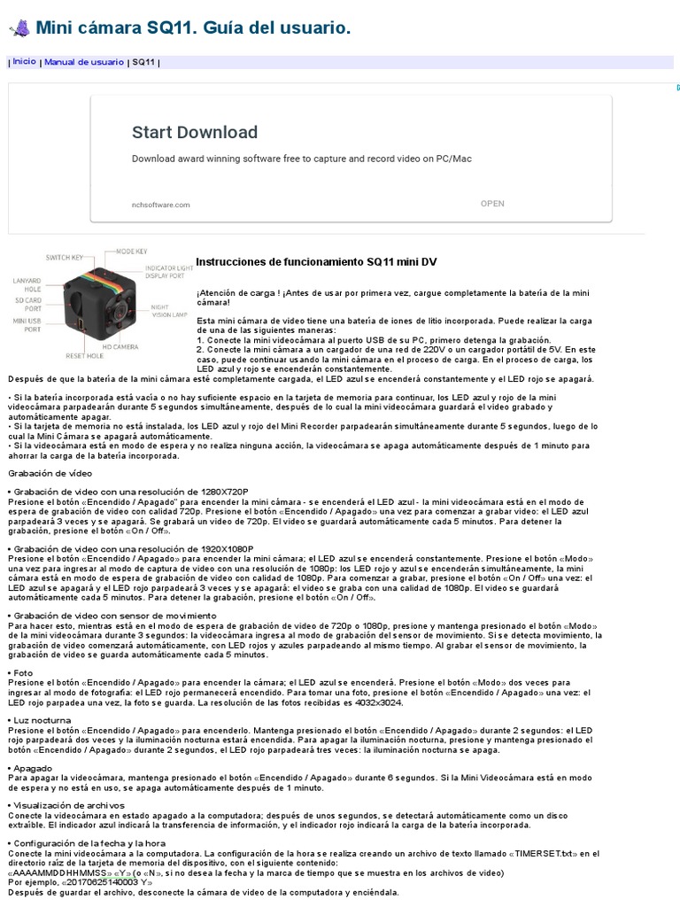 SQ11 Mini Camera DV. User Manual PDF | PDF | Archivo de computadora ...