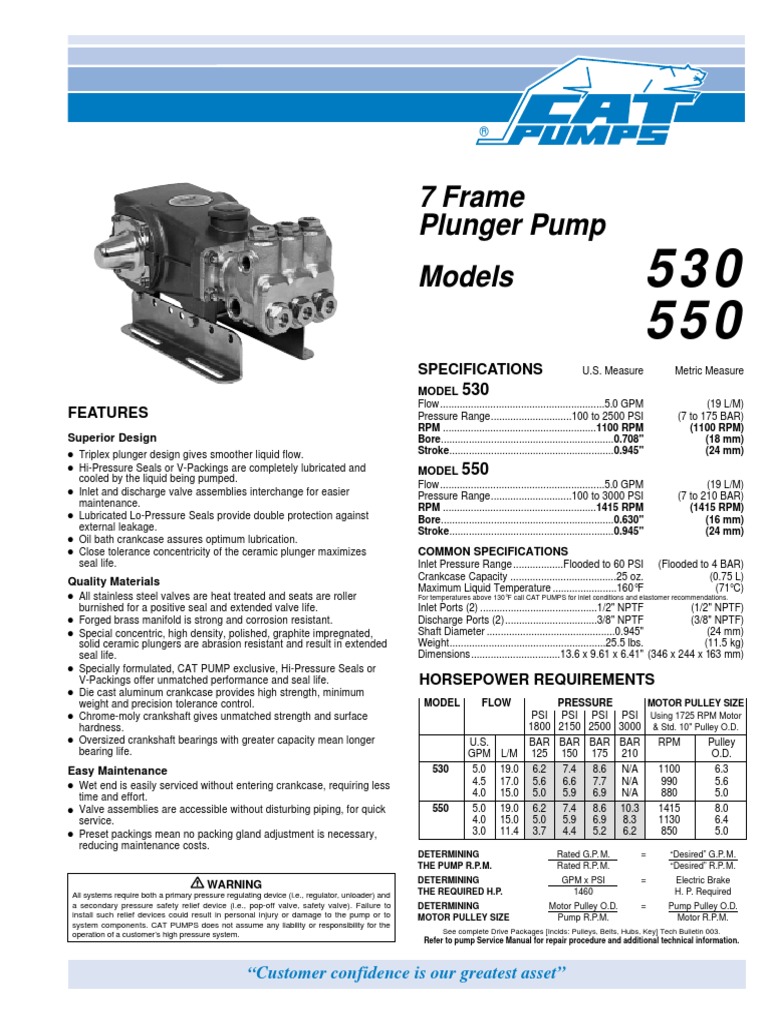 550 Cat Plunger Pump PDF | PDF | Pump | Bearing (Mechanical)