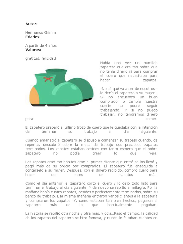 Los Duendes y El Zapatero | PDF | Dinero