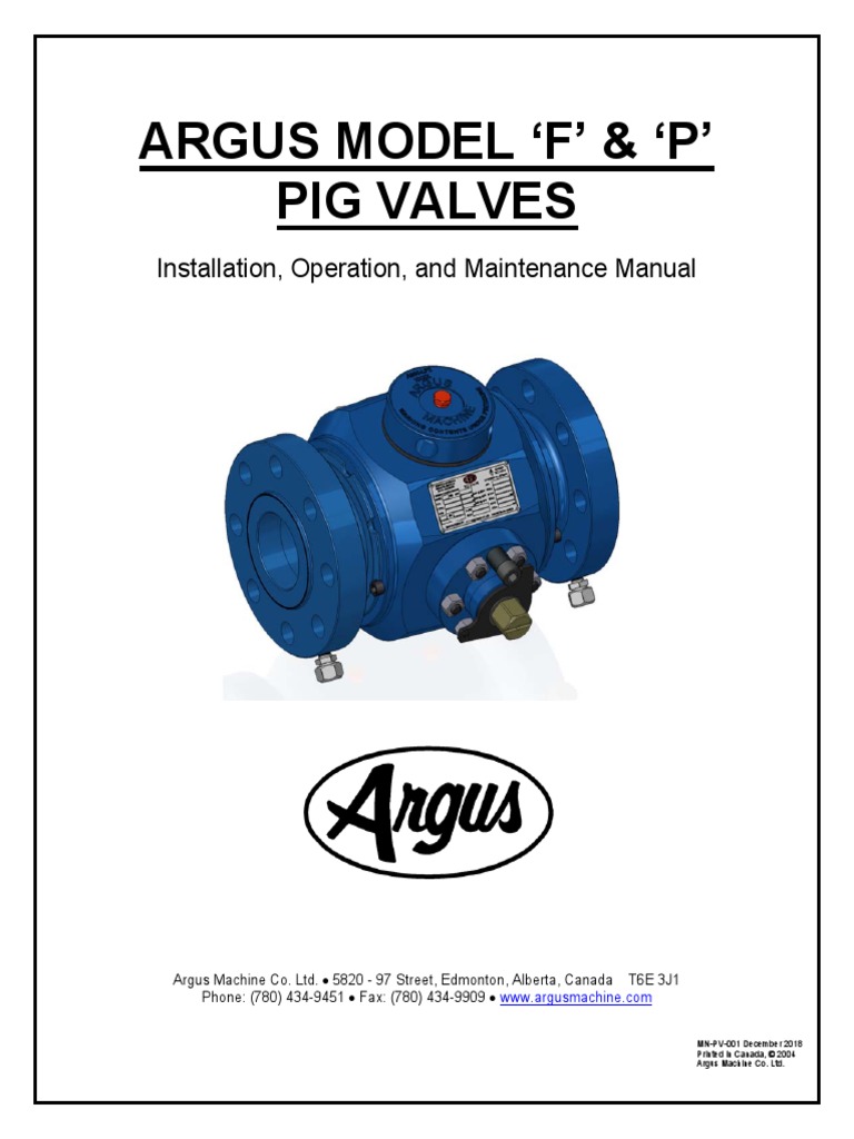 MN PV 001 Installation Operation and Maintenance Manual Pig Valve Model ...