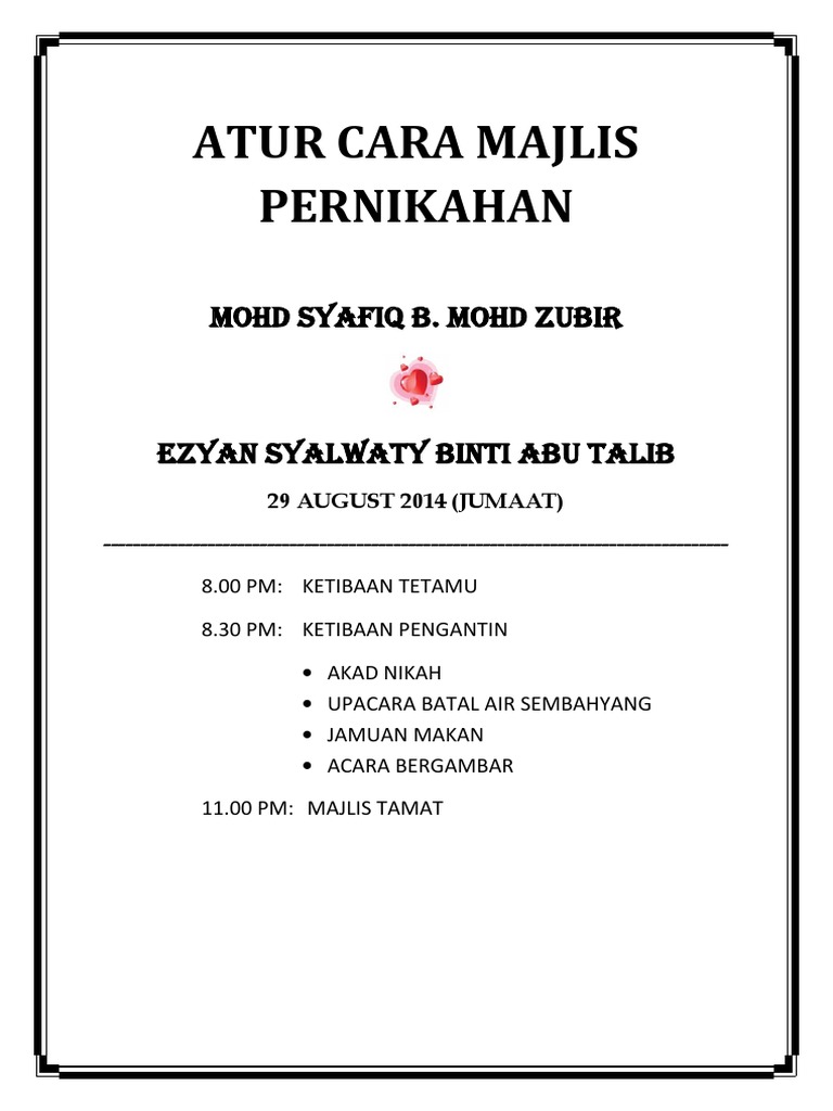 Aturcara Majlis Pernikahan | PDF