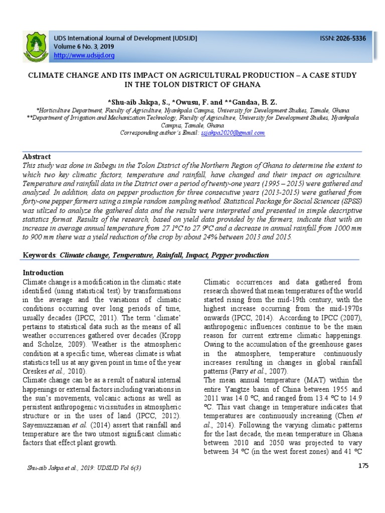 Shu-Aib Jakpa Et Al. (2019) - Climate Change and Its Impact On ...