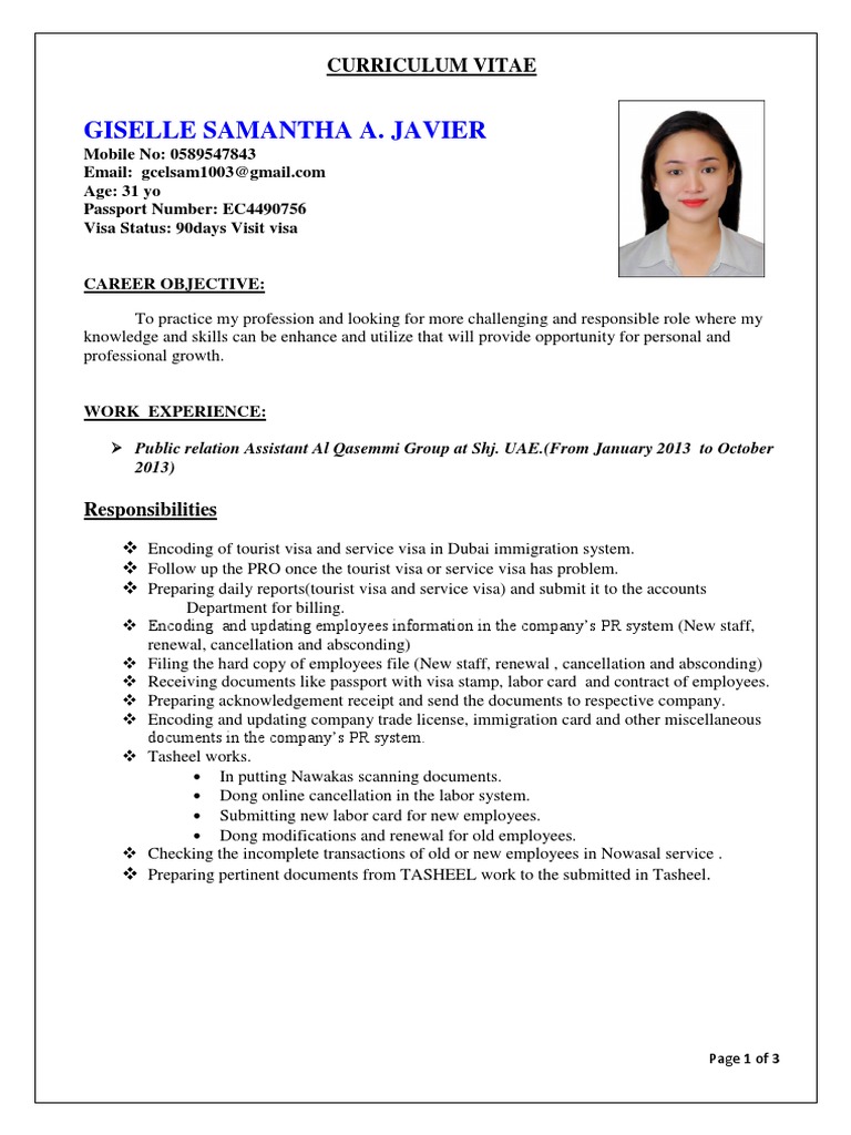 A Well-Rounded Resume: The Career Journey of Giselle S. Javier | PDF ...