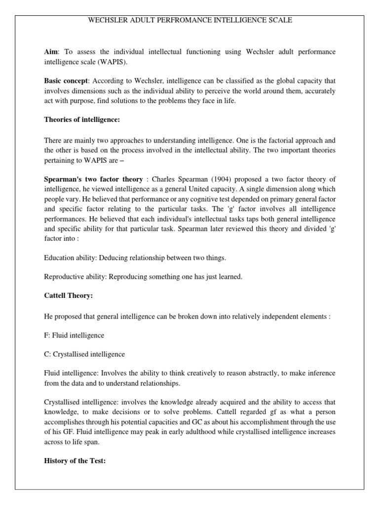 WAPIS | Download Free PDF | Wechsler Adult Intelligence Scale | Mental Processes