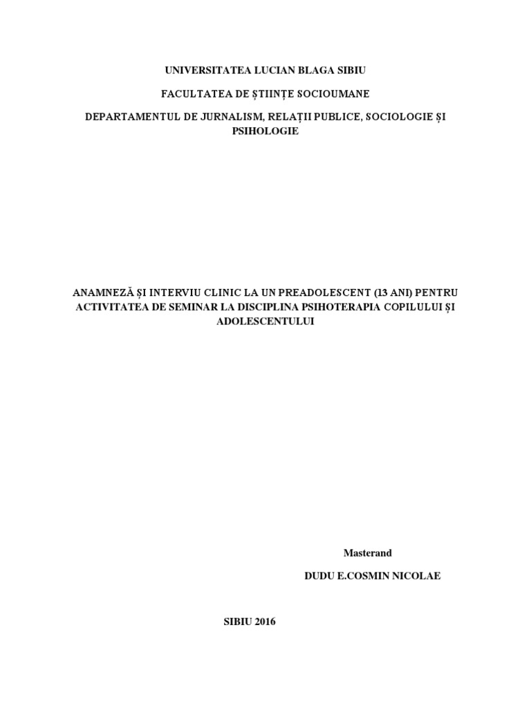 Anamneza Si Interviu Clinic | PDF