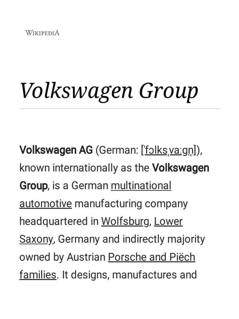 Volkswagen Group - Wikipedia PDF | PDF | Volkswagen Group | Volkswagen