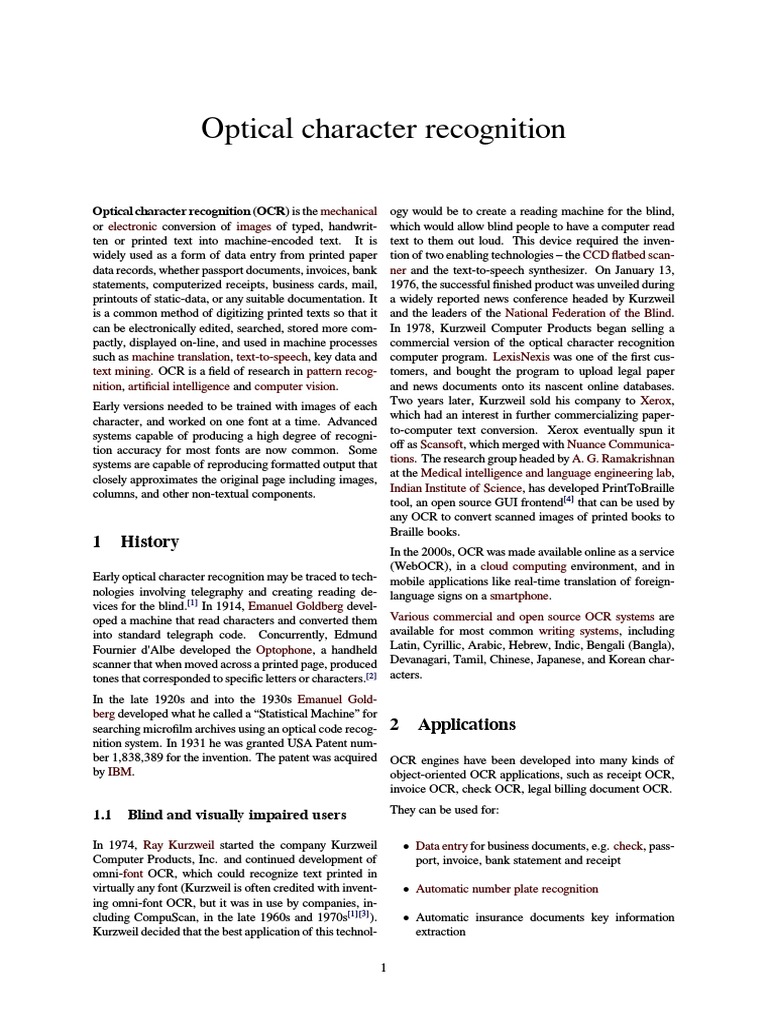 Optical Character Recognition Reader