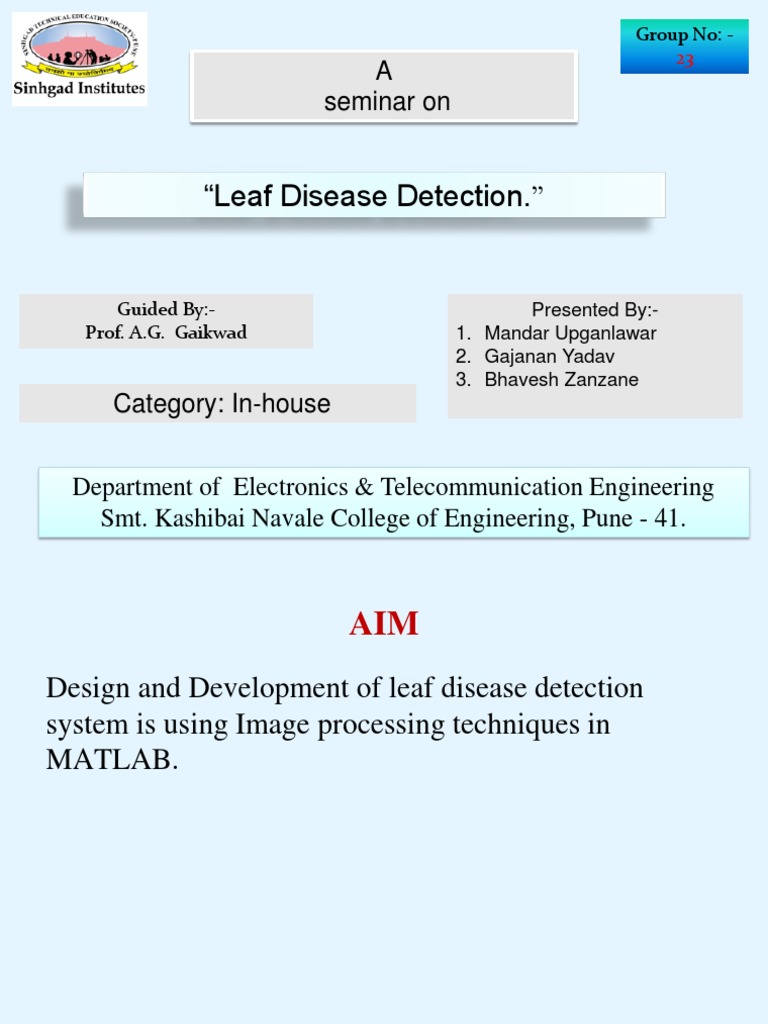 Leaf Disease Detection Using Image Processing | PDF | Areas Of Computer ...