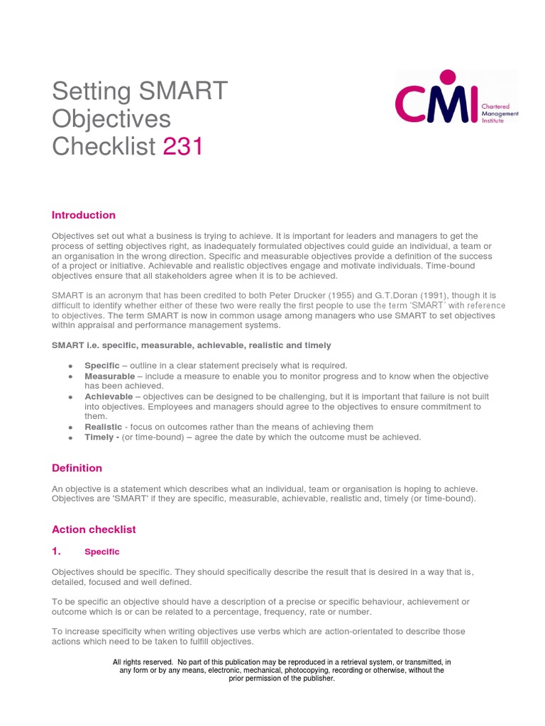SMART Objectives Setting Guide | PDF | Goal | Motivation