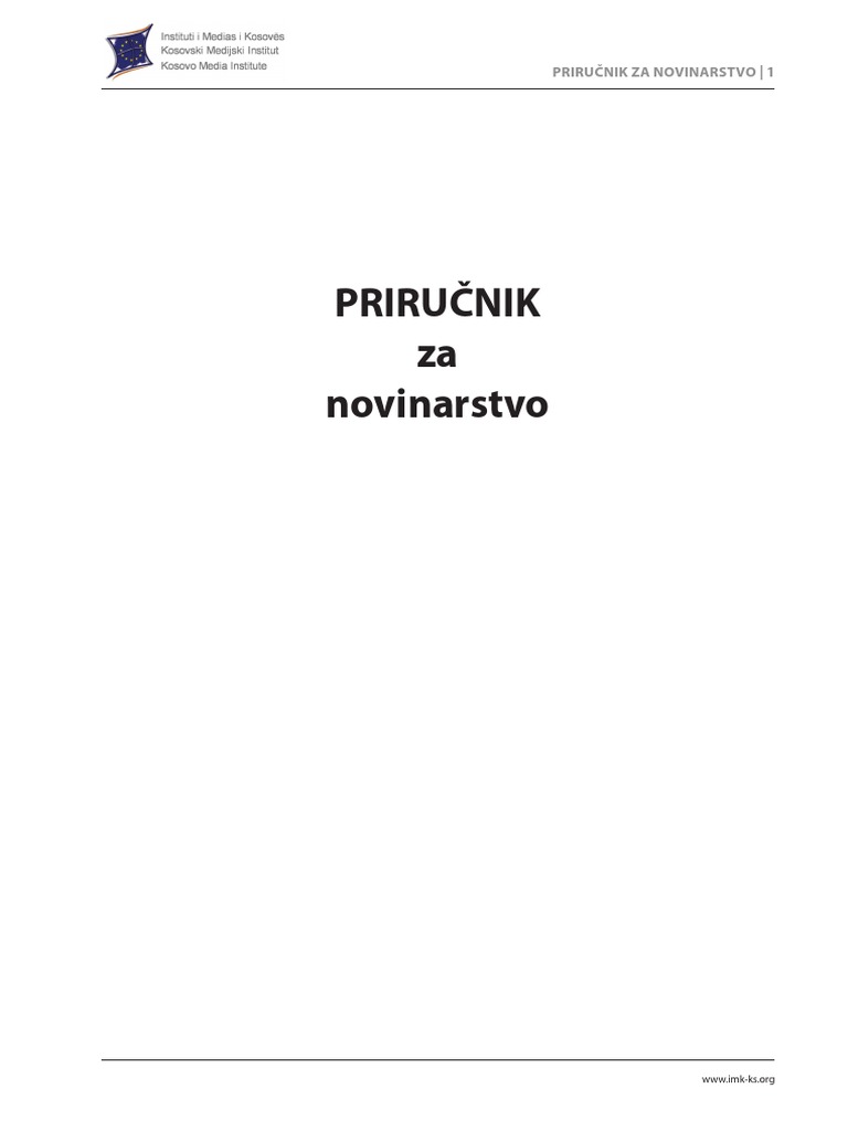 PRIRUČNIK Za Novinarstvo (Kosovo Media Institute) | PDF