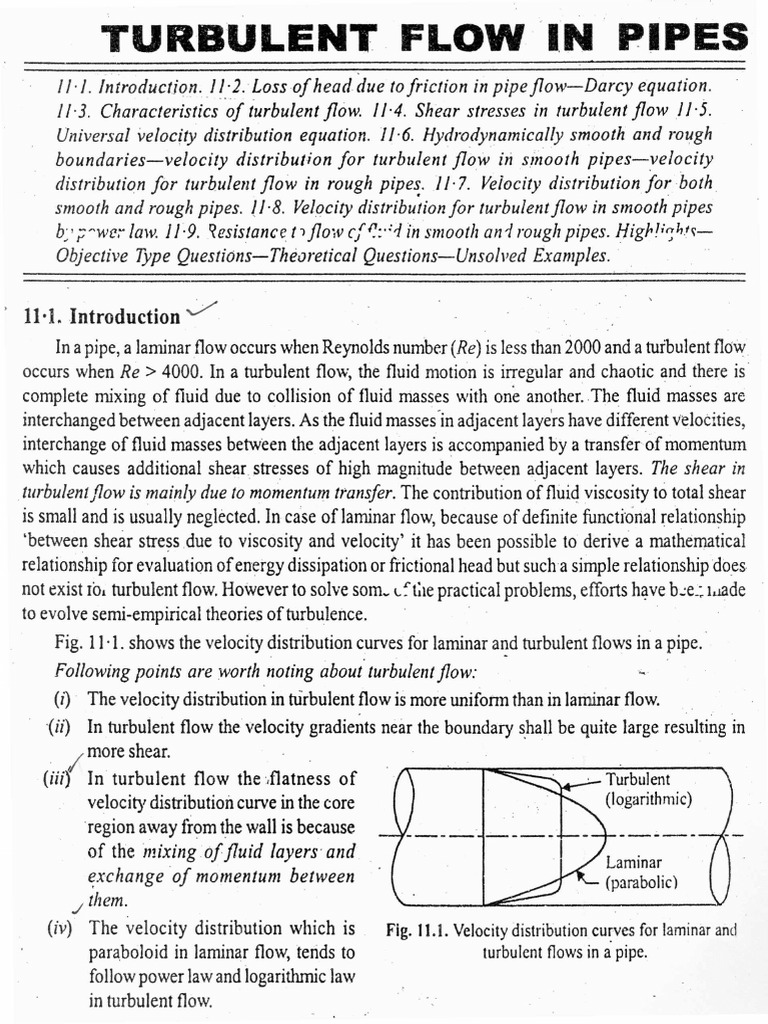 Turbulent Flow in Pipes | PDF | Reynolds Number | Fluid Dynamics